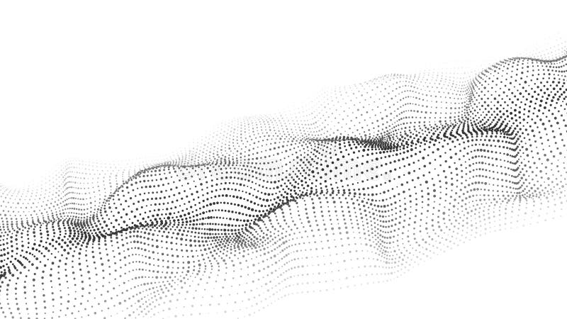 Wave of Moving Dots. Abstract White Background. Vector 3d Illustration ...