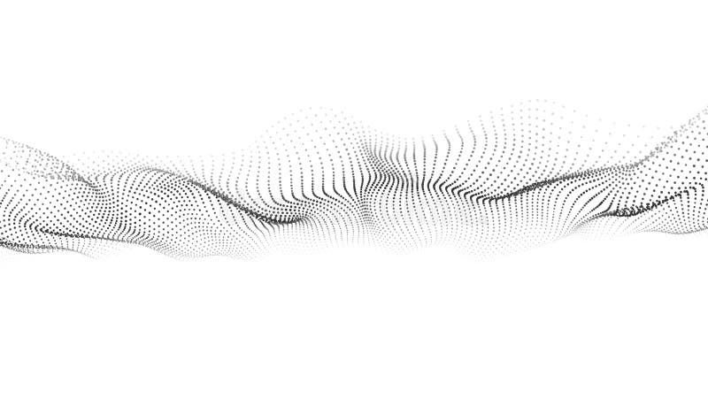 Wave of Moving Dots. Abstract White Background. Vector 3d Illustration ...