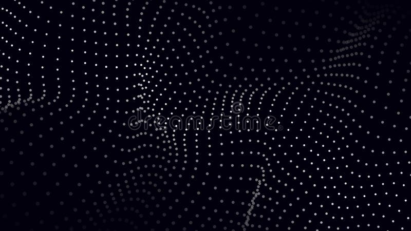 Wave of Moving Particles on a Dark Background.Abstract Movement of Dots ...