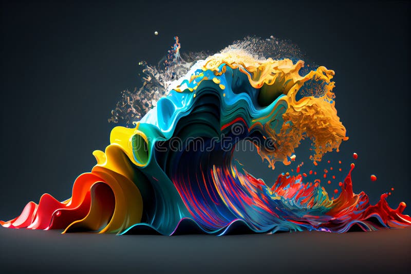 A Wave of Multi -colored Colors, Generative Ai Stock Illustration ...