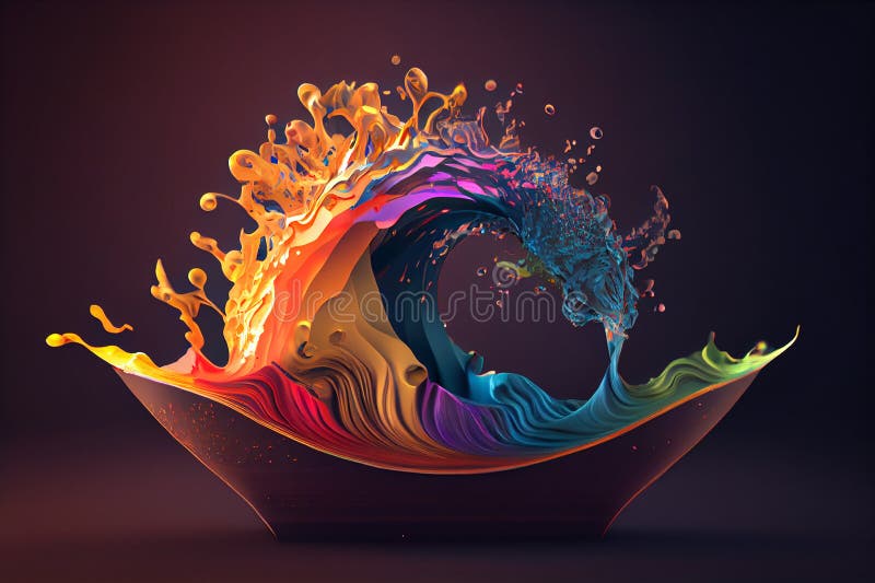 A Wave of Multi -colored Colors, Generative Ai Stock Illustration ...