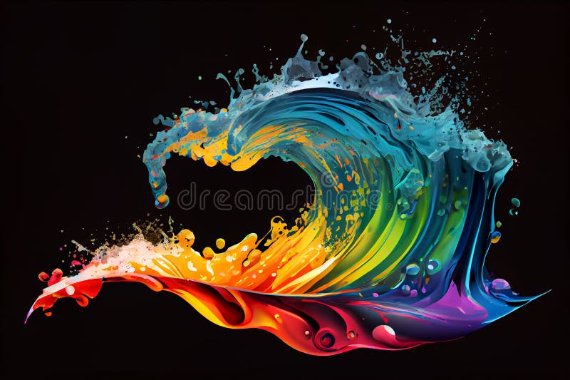 A Wave of Multi -colored Colors, Generative Ai Stock Illustration ...