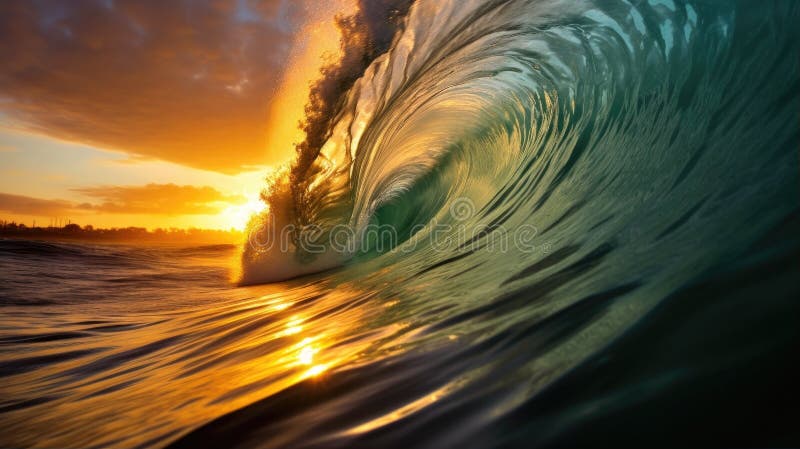 A wave in the ocean stock illustration. Illustration of tide - 289898187