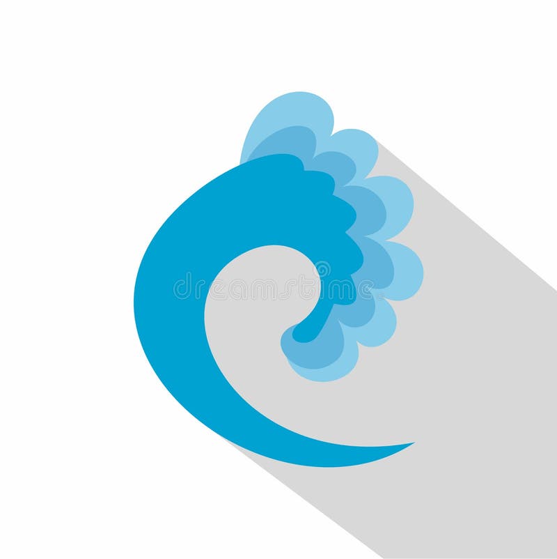 Wave Ocean Icon, Flat Style Stock Vector - Illustration of shadow ...