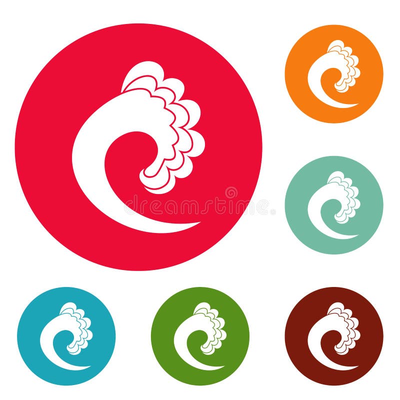 Wave Ocean Icons Circle Set Vector Stock Vector - Illustration of ...