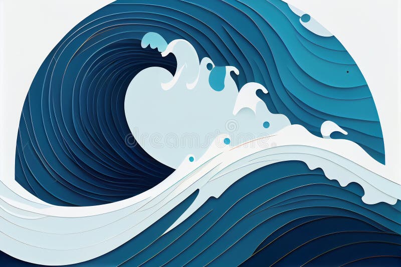 Wave in the Ocean Paper Cutout Stock Image - Image of scene, artwork ...