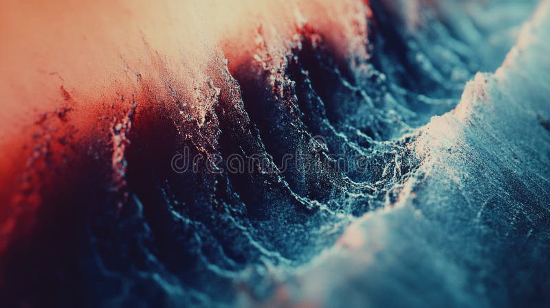 A Wave in the Ocean with a Red and Blue Background Stock Photo - Image ...