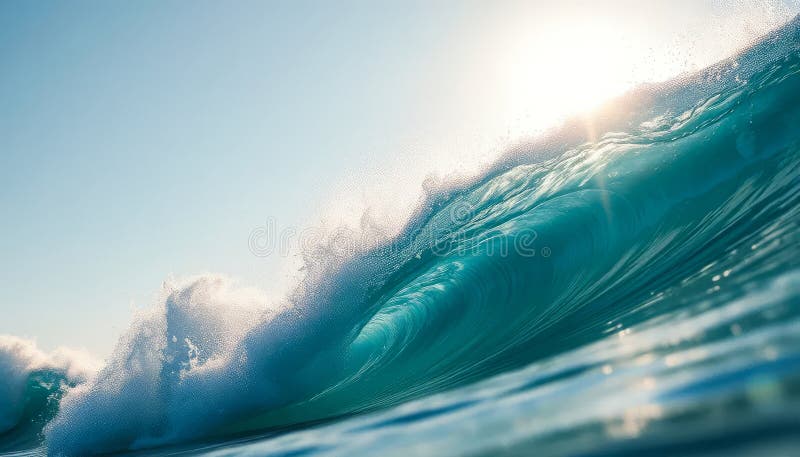 Wave in the Ocean with the Sun Shining on it Stock Photo - Image of ...