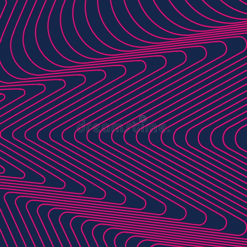 Wave Optical Illusion Lines in Pink and Blue Vector Illustration Stock ...