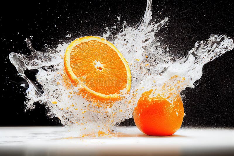 Wave of Orange Splash Falling on Bright Shiny Orange. Stock ...