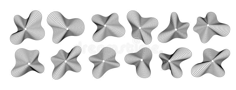 Wave Organic Shape Abstract Lines. Vector Ripple Circles - Sound Wave ...