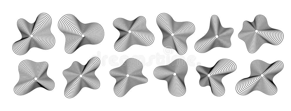 Wave Organic Shape Abstract Lines. Vector Ripple Circles - Sound Wave ...