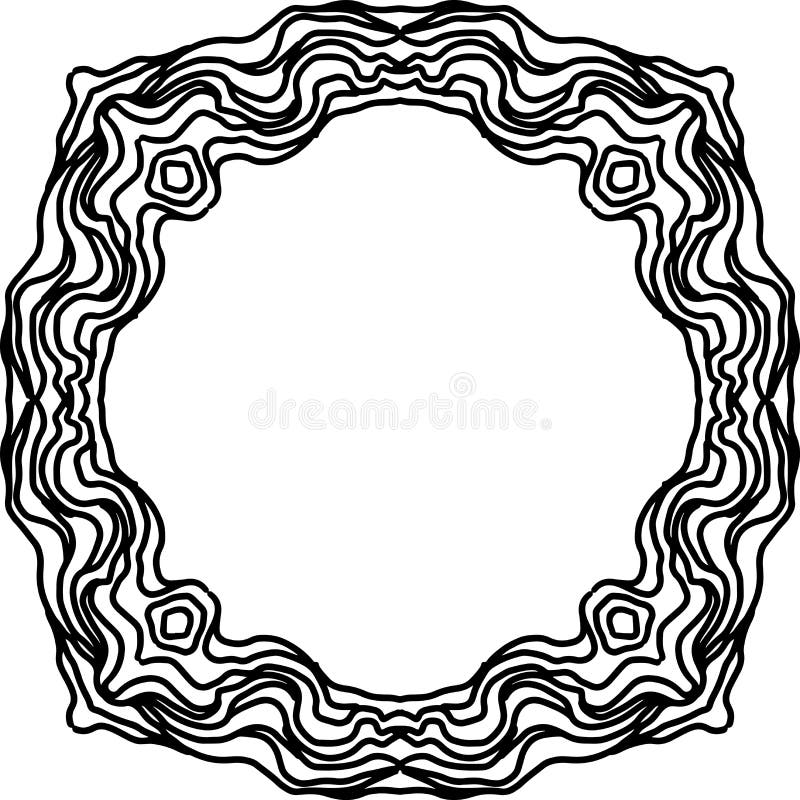 Wave Ornate Simple Frame. Vector Black and White Illustration. Stock ...