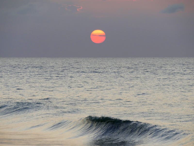Wave Over the Ocean and Sunset in Caribbean Island, Guadeloupe Stock ...