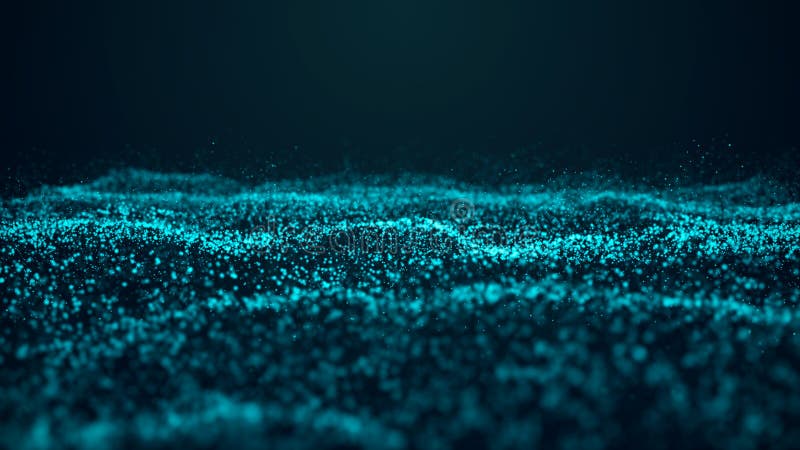 Wave of Particles. Abstract Background with a Dynamic Wave. Blue ...