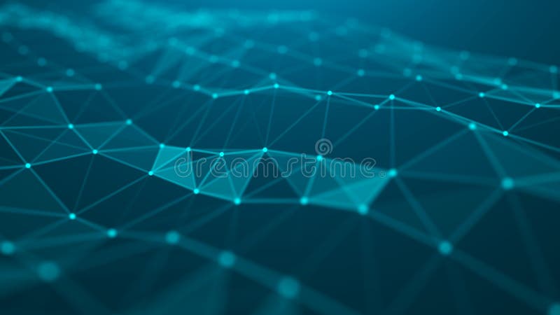 Wave Of Particles Abstract Blue Technology Background Science Background Big Data Plexus