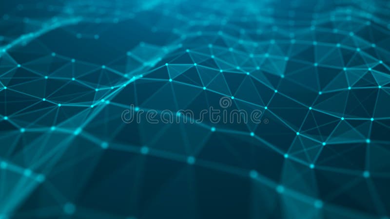 Wave Of Particles Abstract Blue Technology Background Science Background Big Data Plexus