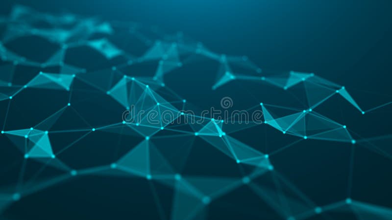 Wave Of Particles Abstract Blue Technology Background Science Background Big Data Plexus