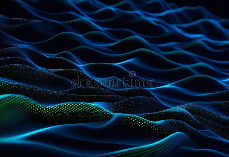 Wave of Particles on Dark Background. Technology Backdrop. Pattern for ...