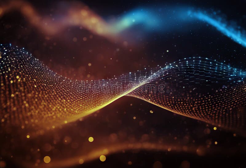 Wave of Particles. Digital Wave Background Concept. Abstract Technology ...