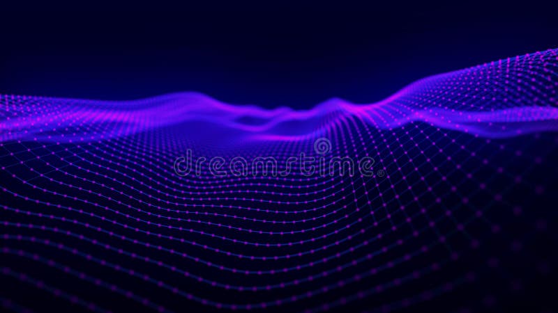 Wave of Particles. Futuristic Animated Dotted Wave on a Dark Background ...