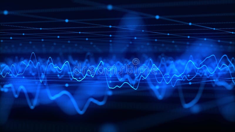 Wave of Particles. Futuristic Pattern of Dots and Lines on a Dark ...