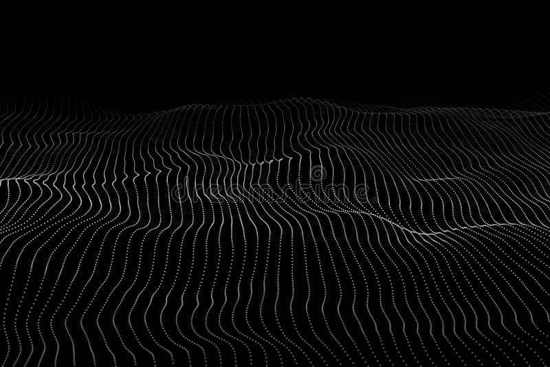 Wave 3d. Wave of Particles. Futuristic Point Wave. Design for Poster. Technology Vector ...