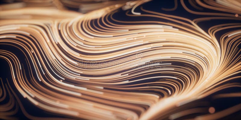 Wave Particles Lines with Swirling Pattern, 3d Rendering Stock ...