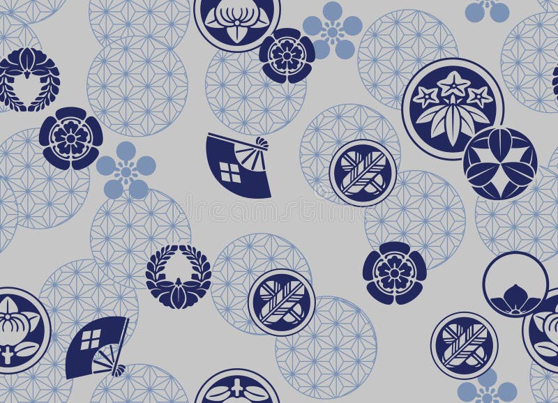 Japanese Blue White Geometric Pattern Stock Vector - Illustration of ...