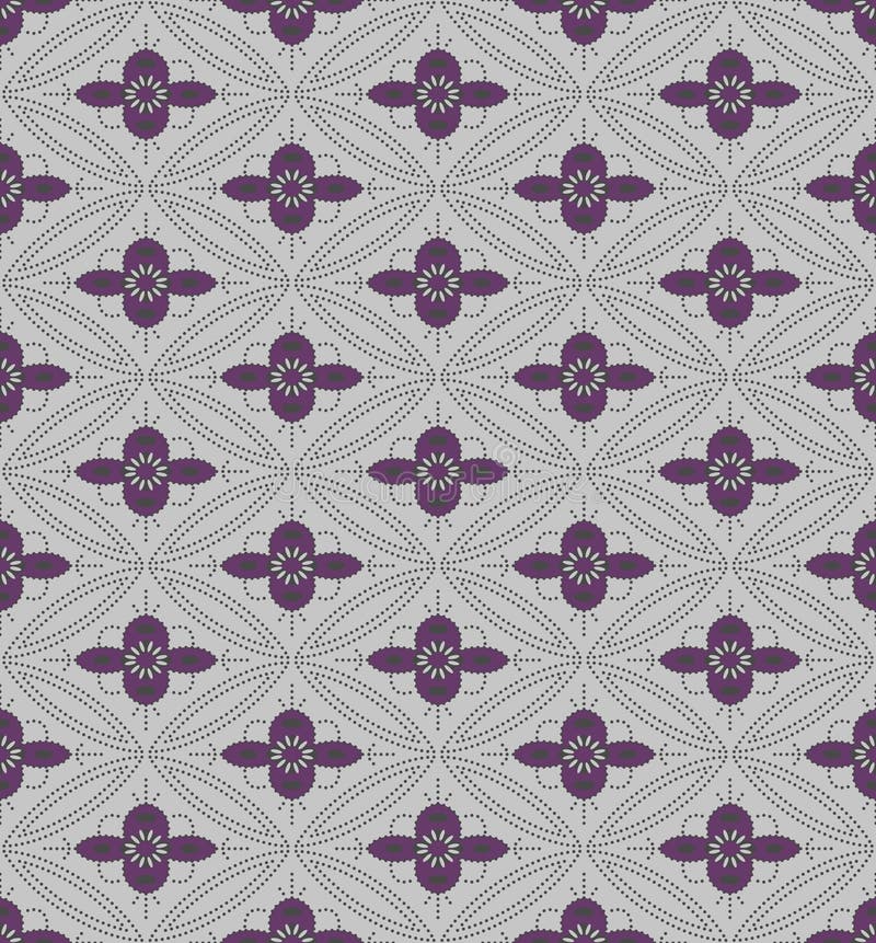 Japanese Purple Gray Geometric Flower Seamless Pattern Stock Vector ...