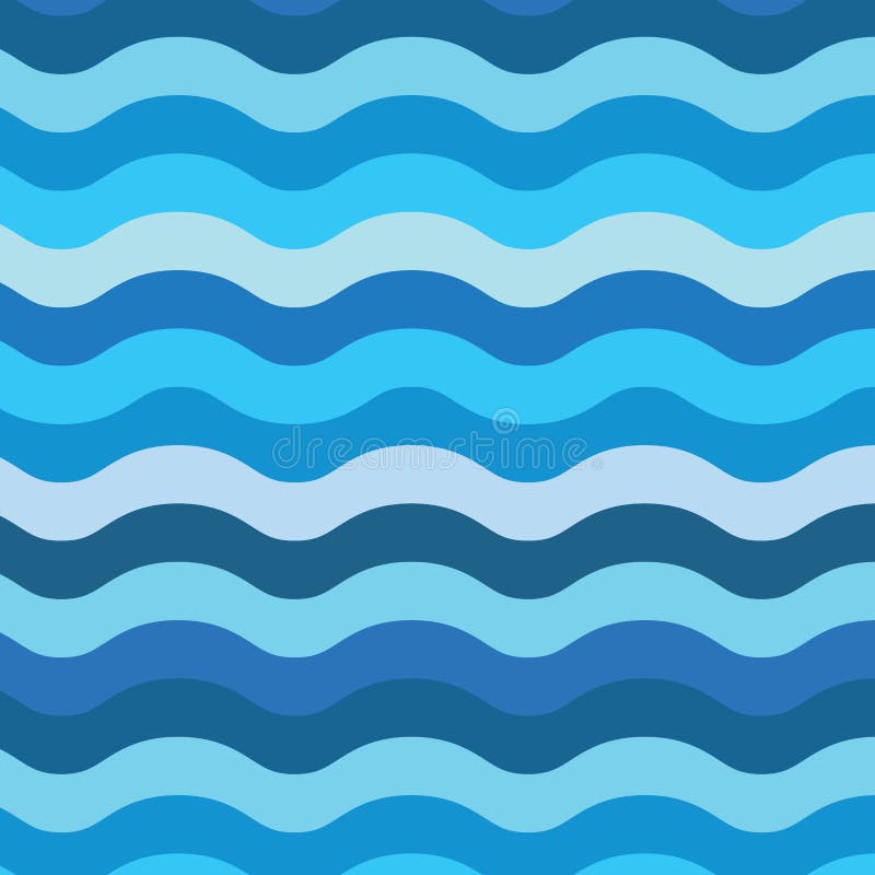 Abstract Sea Wave Seamless Pattern in Dark Blue, Navy, Aqua Turquoise ...