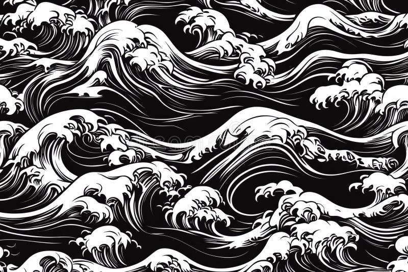 Wave Pattern Black and White Stock Photo - Image of visual, texture ...