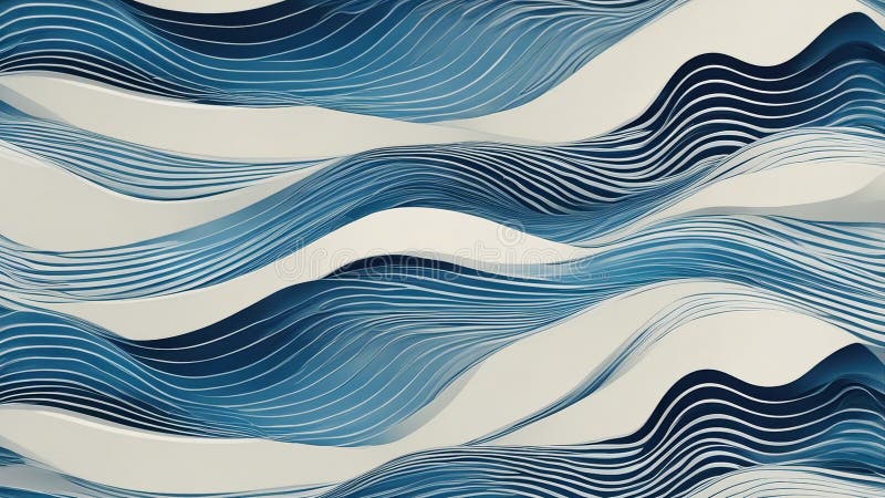 Wave Pattern a Blue Waves Pattern with Summer Lake Wave Lines and Beach ...