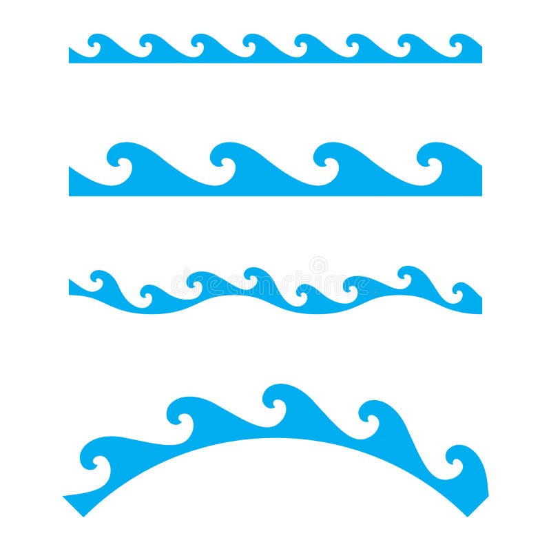 Wave Pattern Design. Blue Ocean Shapes. Decorative Seamless Elements ...