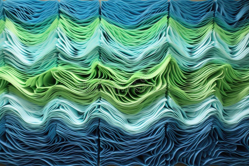 A Wave Pattern Formed by Blue and Green Paper Clips Stock Photo - Image ...