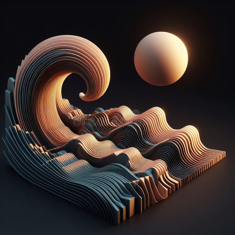 Wave Pattern with Geometric and Angular Shapes, Photorealisti Stock ...