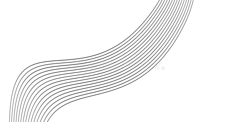 Wave Vector Seamless Pattern, Black and White Curvy Wavy Background ...