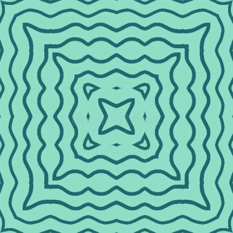 Wave Pattern in Teal and Black with Concentric Squares Stock ...