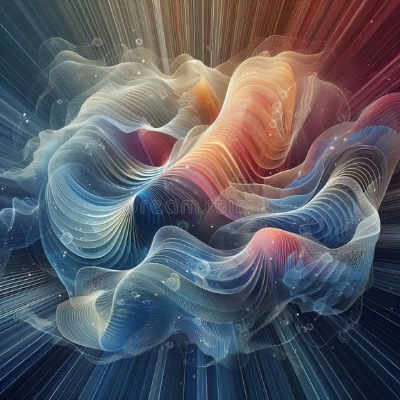 Wave Pattern with Transparent Layers and Overlapping Shapes, H Stock ...