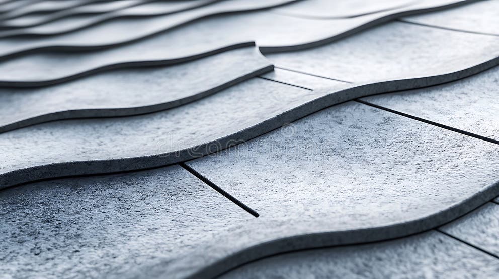 Wave-patterned Roofing Tiles are Arranged in Parallel Rows, Creating a ...