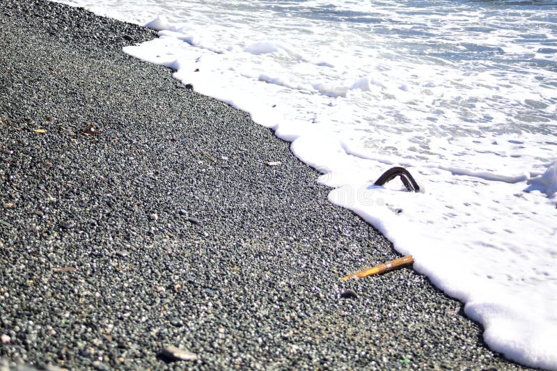 Wave on a Pebbled Beach Seen Up Close Stock Photo - Image of cliff ...