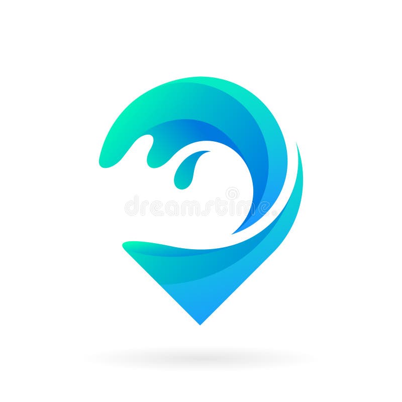 Wave Pin Location Logo Vector Icon Stock Vector - Illustration of beach ...