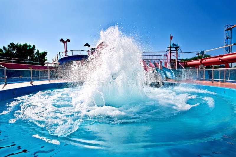 Wave Pool Splash Waves Splashing in a Wave Pool at an Amusement Stock ...
