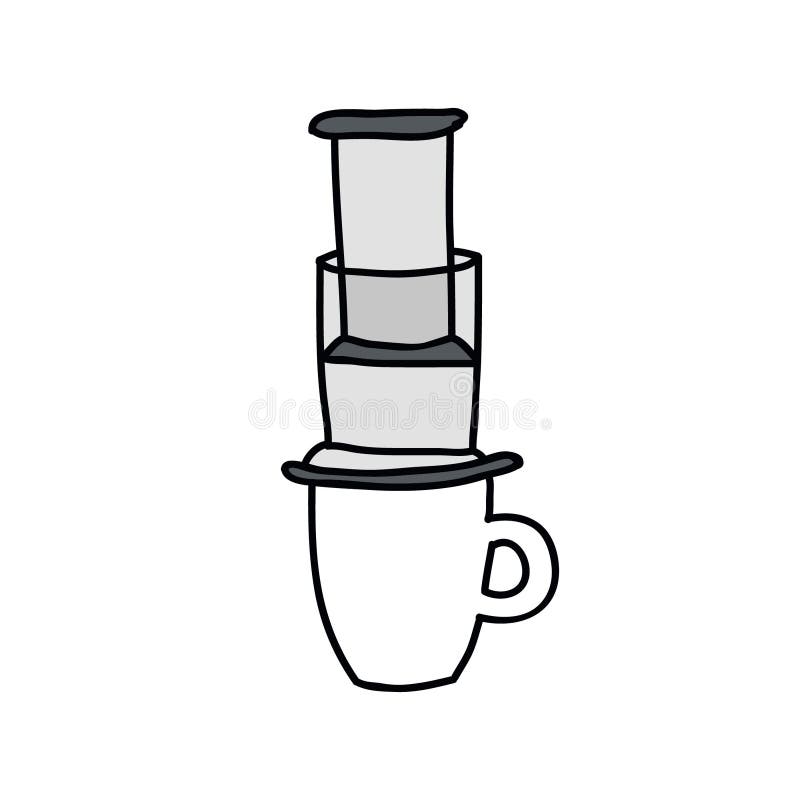 Wave Pour Over Coffee Maker Doodle Icon, Vector Illustration Stock ...