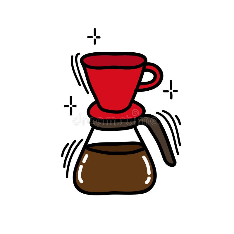 Wave Pour Over Coffee Maker Doodle Icon, Vector Illustration Stock ...