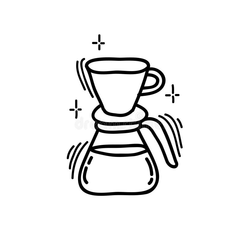 Wave Pour Over Coffee Maker Doodle Icon, Vector Illustration Stock ...
