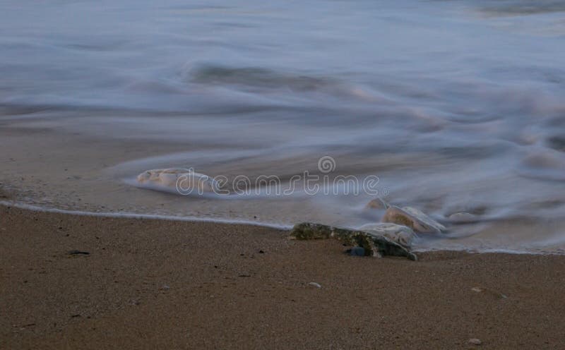 A Wave Push the Water on Sand Stock Image - Image of marine, nature ...