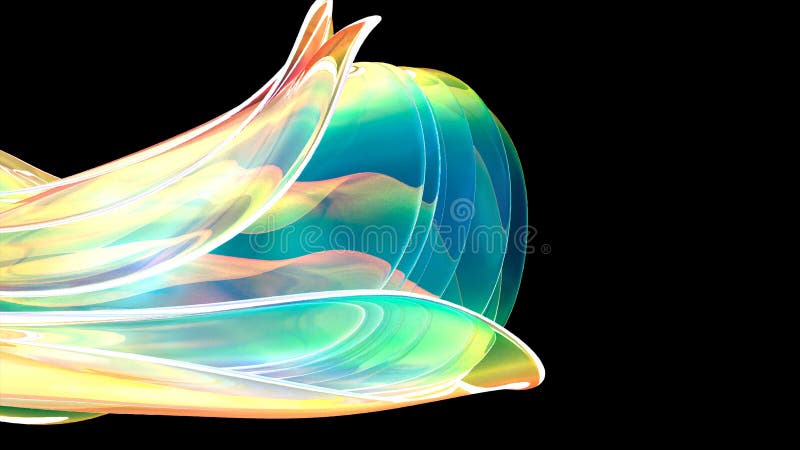 Wave Rainbow Color Neon Gradient Fluid Art Move Quick on Black 3d Stock ...