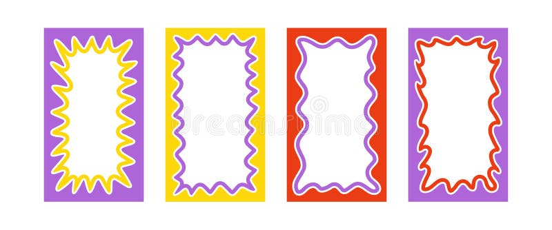 Wave Rectangle Frame. Doodle Scalloped Edge Border with Wavy Pattern ...