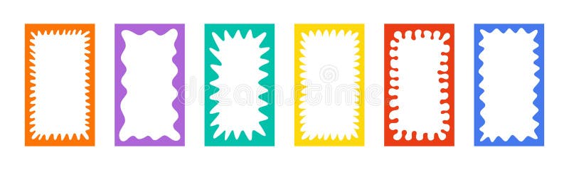 Wave Rectangle Frame. Doodle Scalloped Edge Border with Wavy Pattern ...